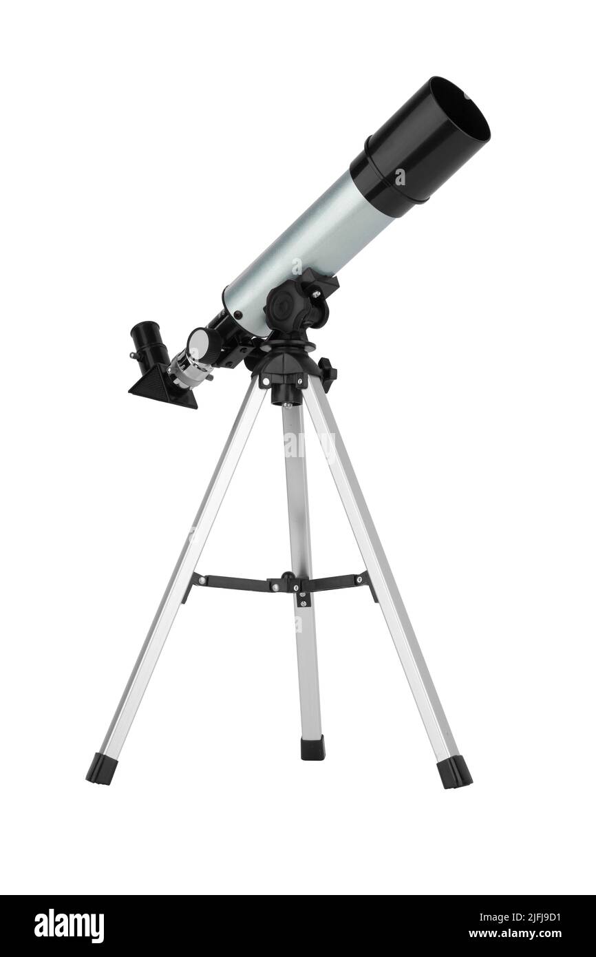 Modern telescope isolated on a white background Stock Photo - Alamy