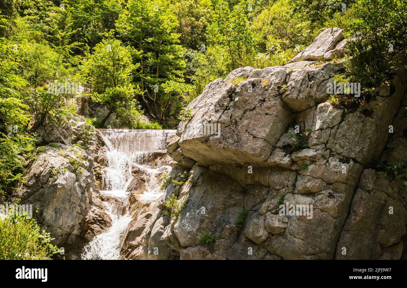 A view of the beautiful river "Zeus Bath" on historic Mount Olympus ...