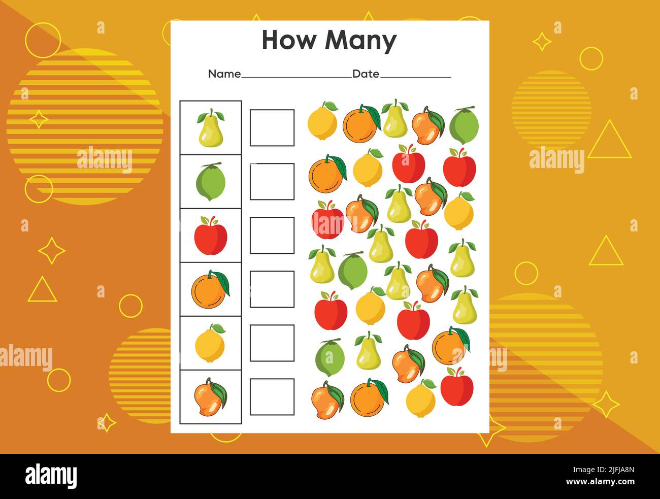 How many objects task. Educational children's game worksheet Stock ...