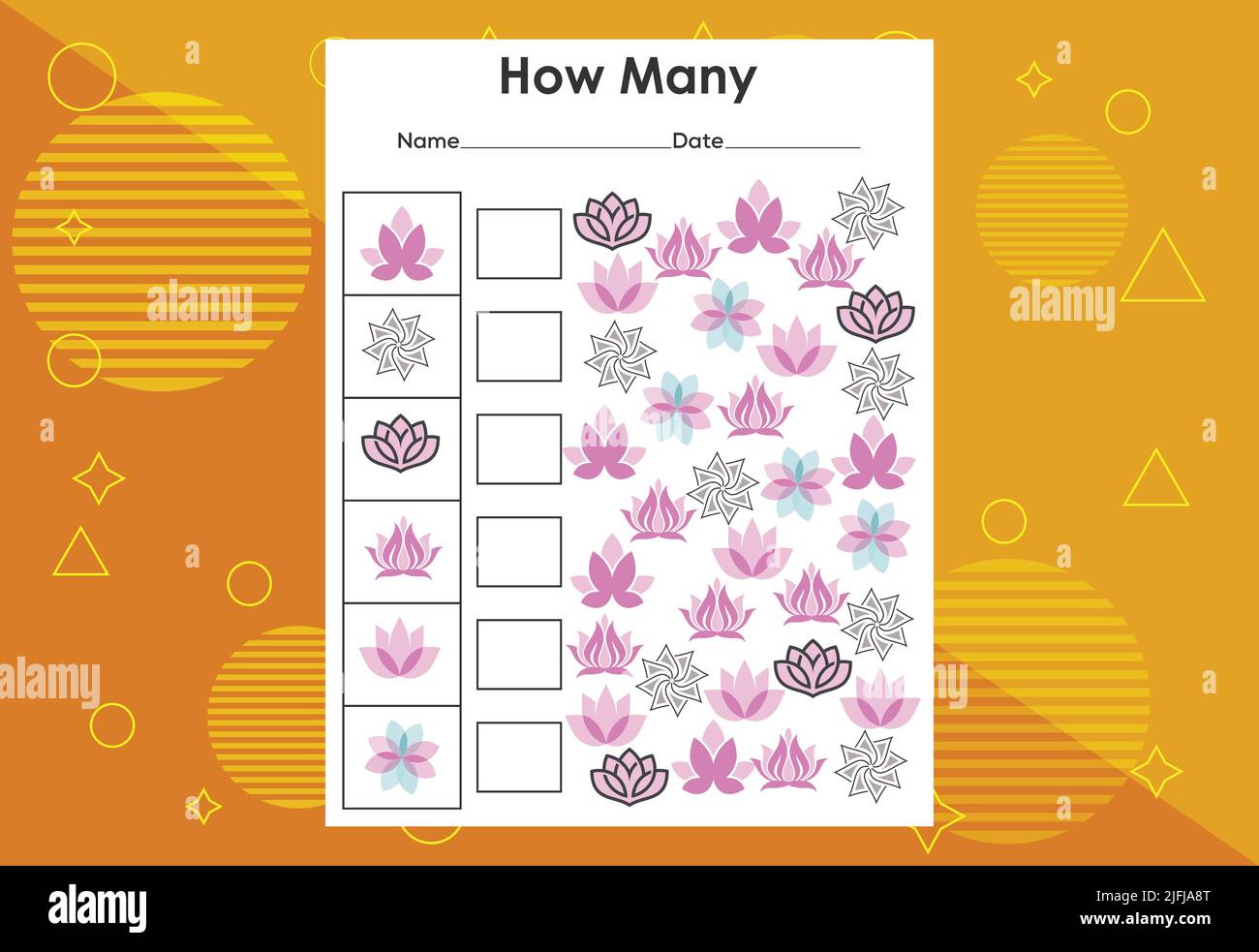 How many objects task. Educational children's game worksheet Stock ...