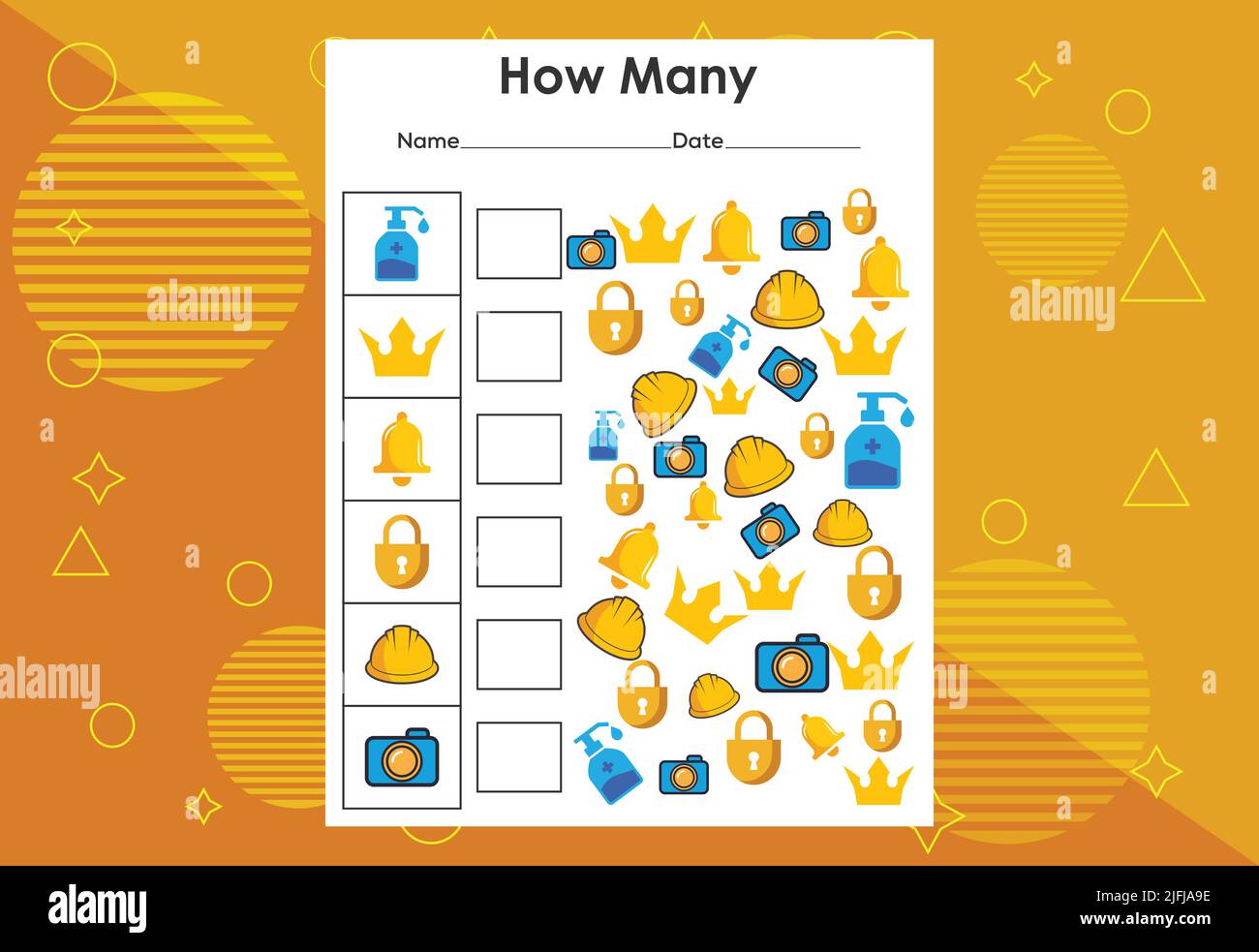 How many objects task. Educational children's game worksheet Stock ...