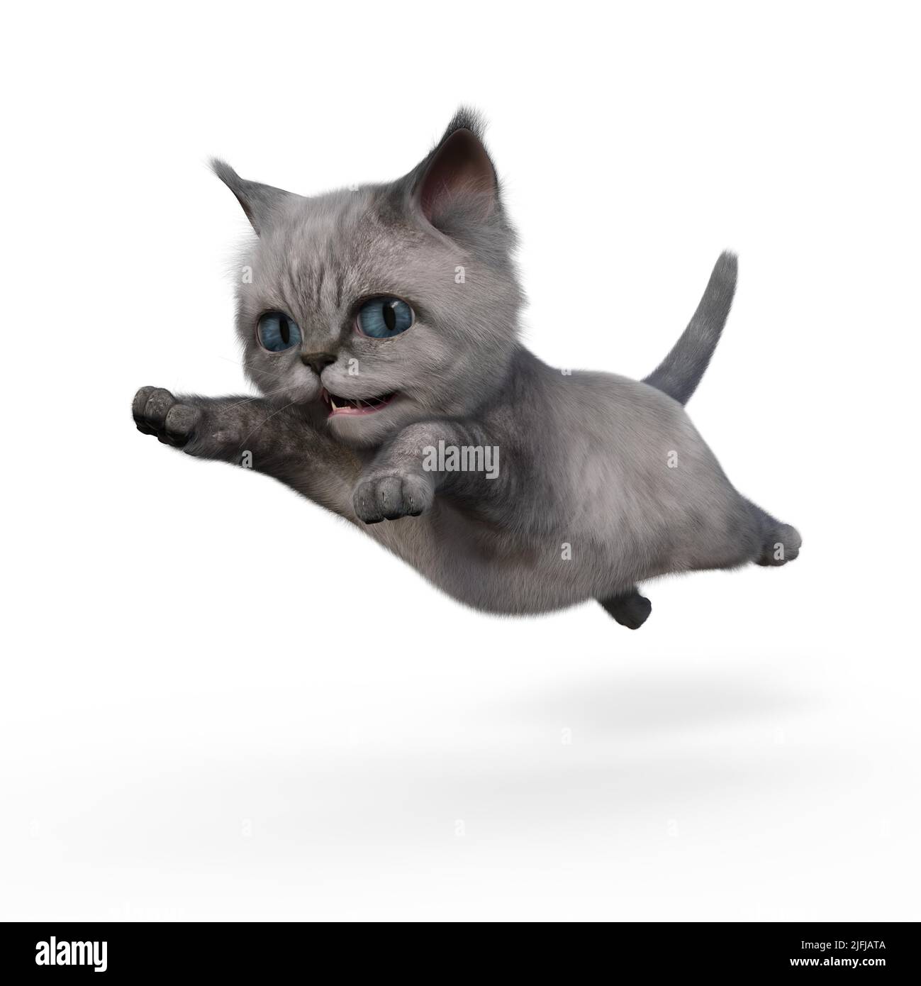 3d-illustration of an isolated cute baby cat leaping Stock Photo - Alamy