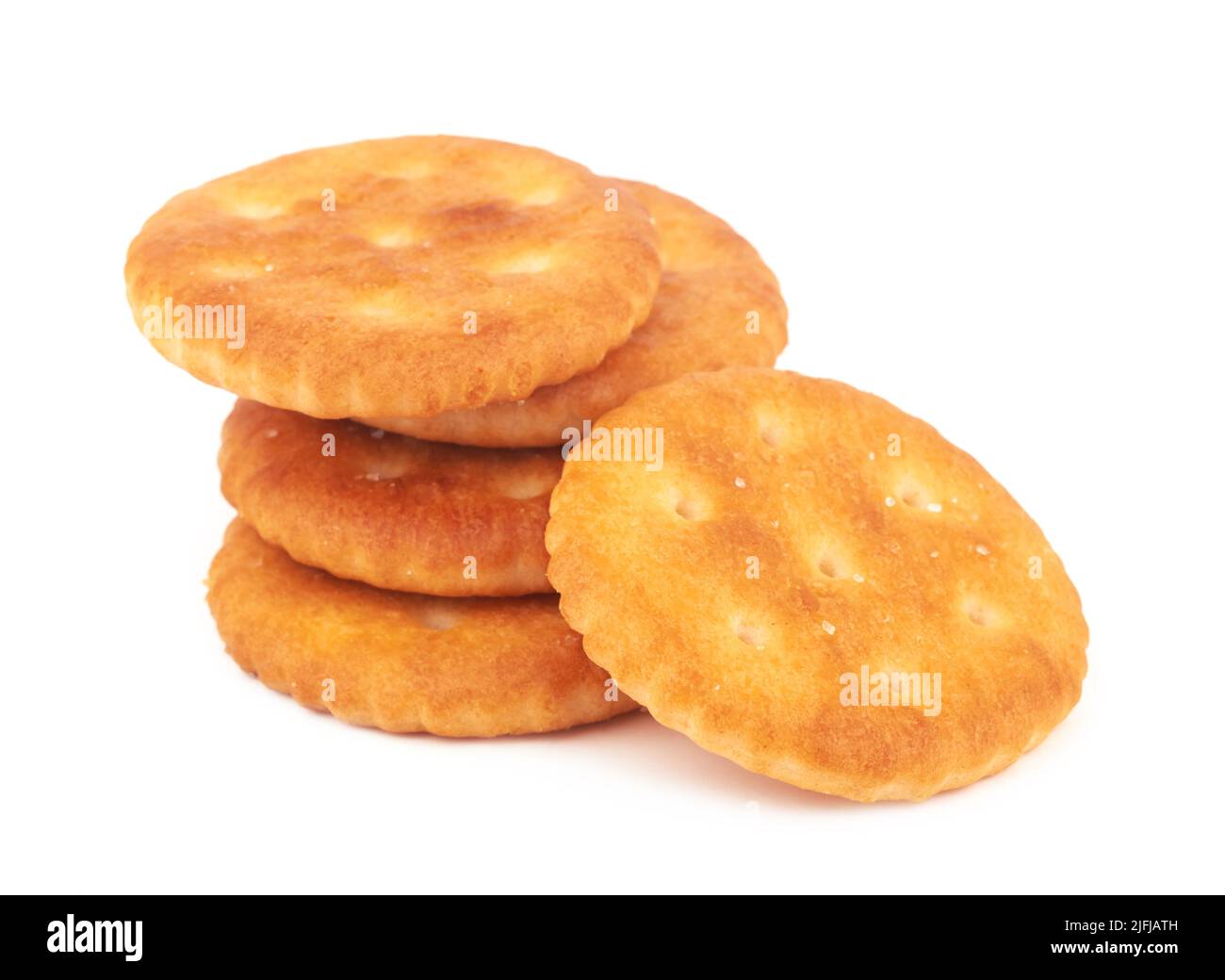 Round salted snack cracker isolated on white background Stock Photo - Alamy