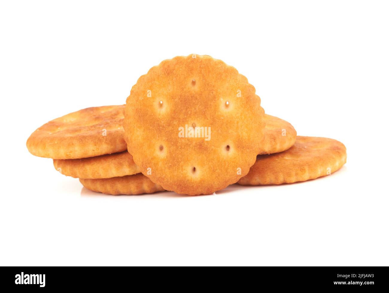 Round salted snack cracker isolated on white background Stock Photo - Alamy
