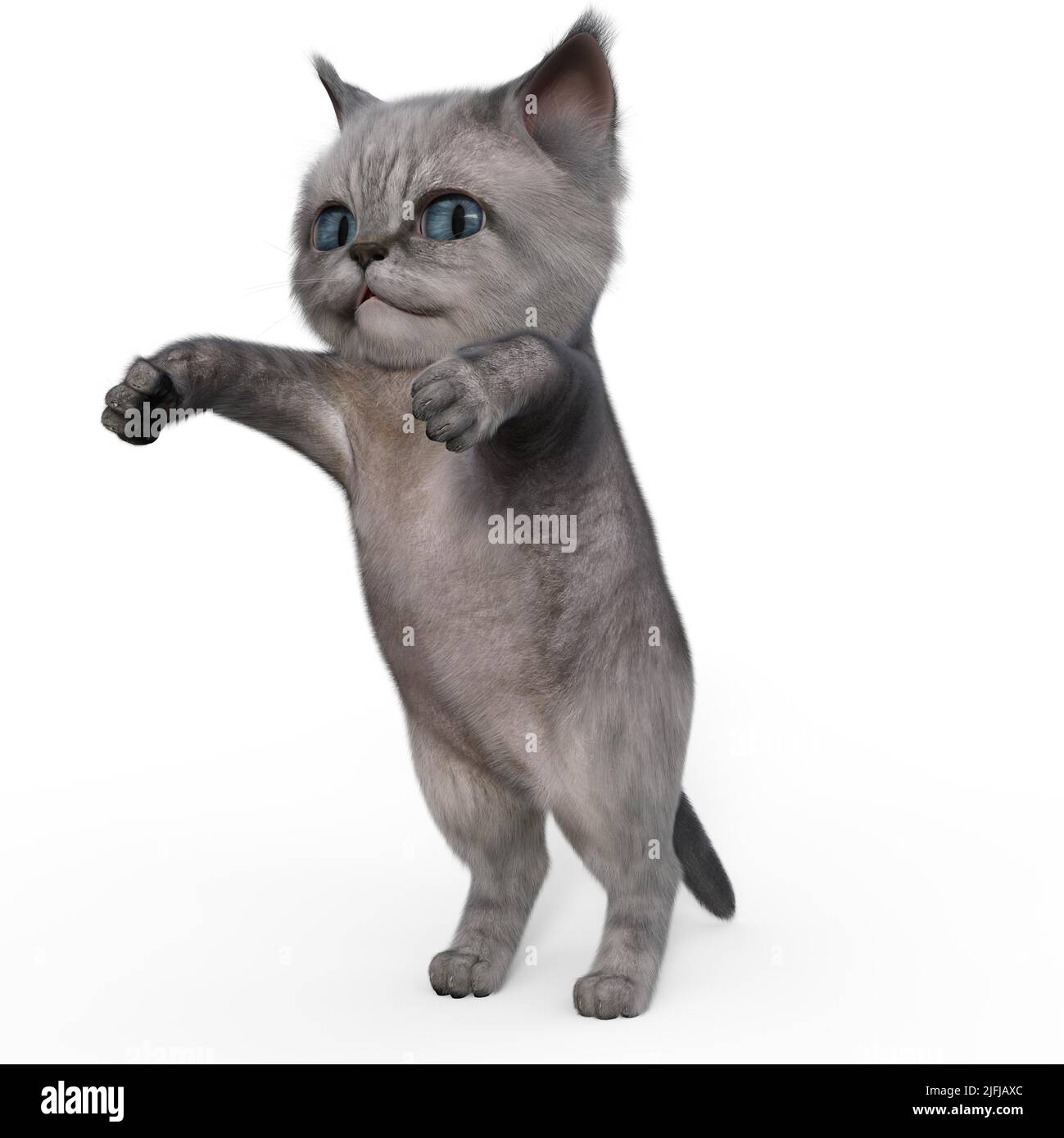 3d-illustration of an isolated cute baby cat reaching Stock Photo - Alamy
