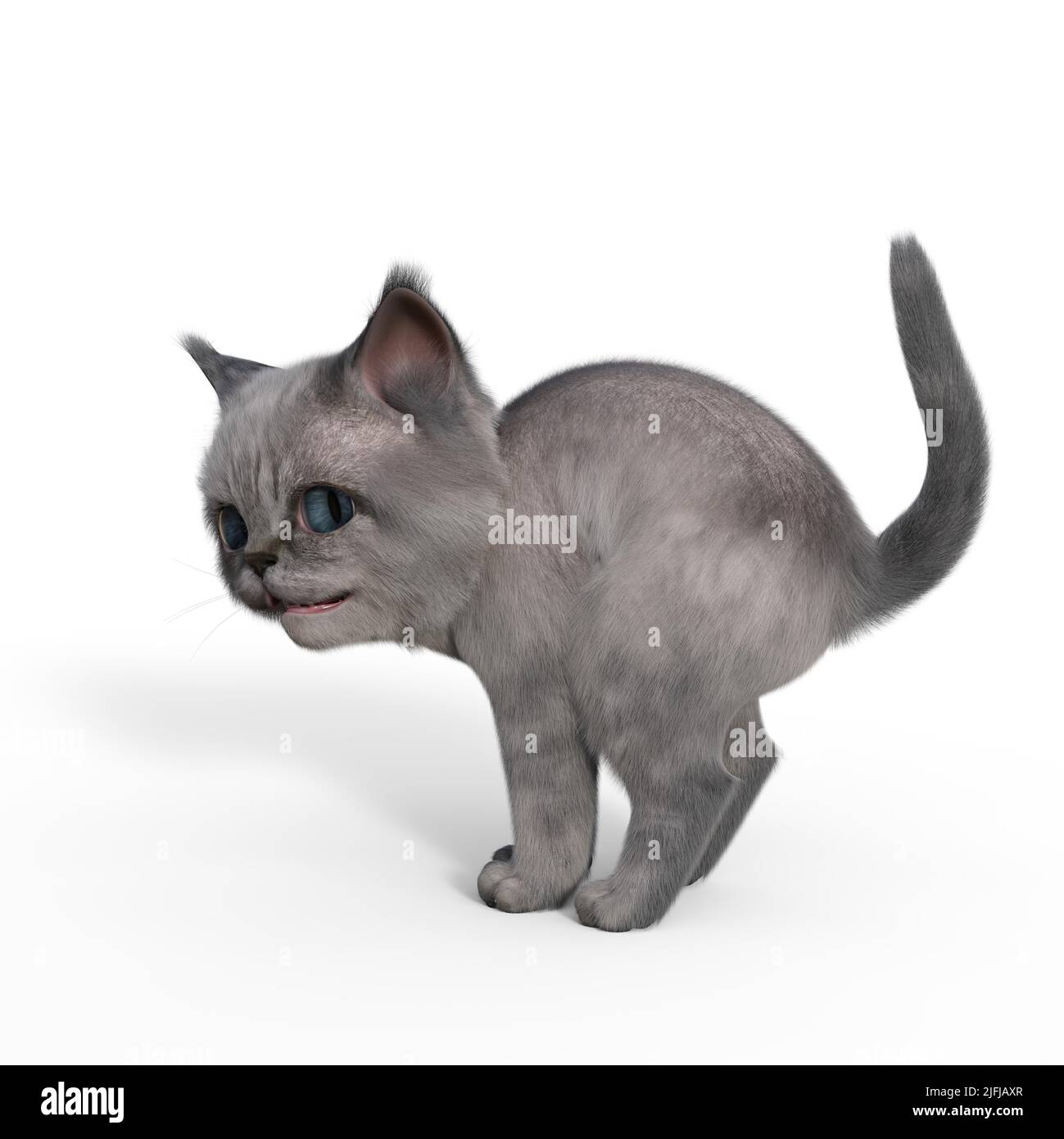 3d-illustration of an isolated cute baby cat pooping Stock Photo - Alamy