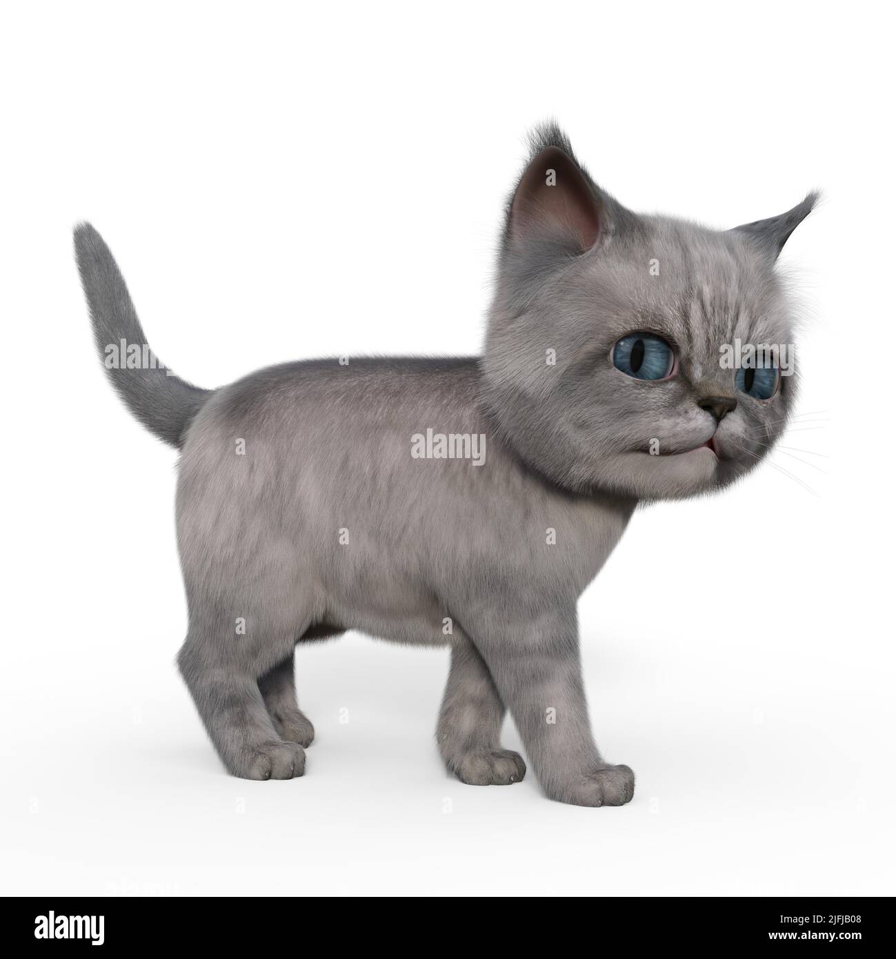 3d-illustration of an isolated cute baby cat wandering Stock Photo - Alamy