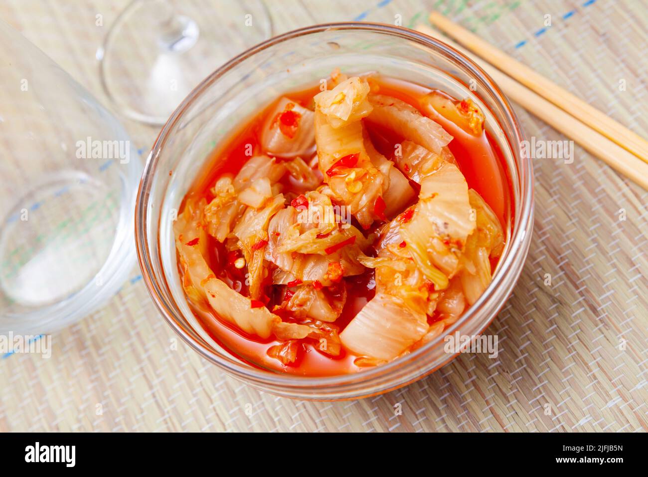 Traditional Korean Kimchi of salted fermented napa cabbage Stock Photo ...