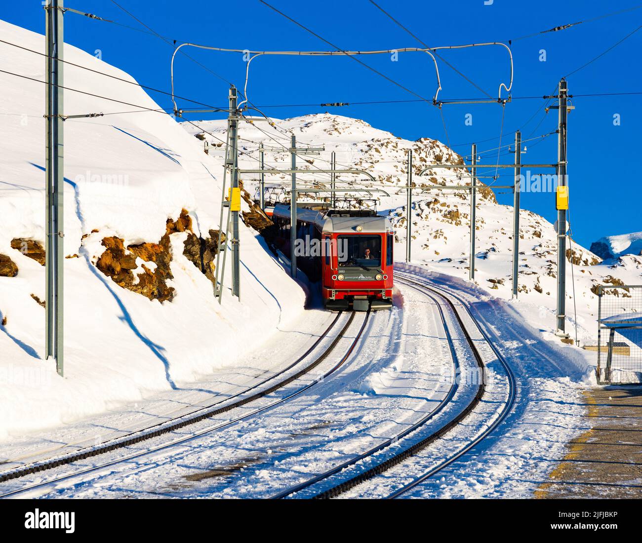 ZERMATT, SWITZERLAND - JANUARY 01, 2022: Train to Gornergrat from ...