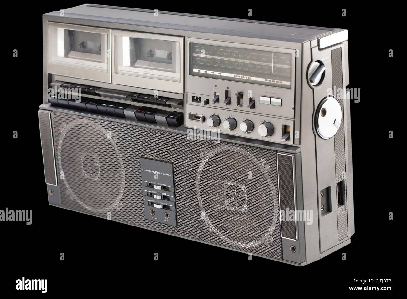 "ghetto blaster" - vintage portable stereo boombox radio cassette recorder from 80s isolated on ...