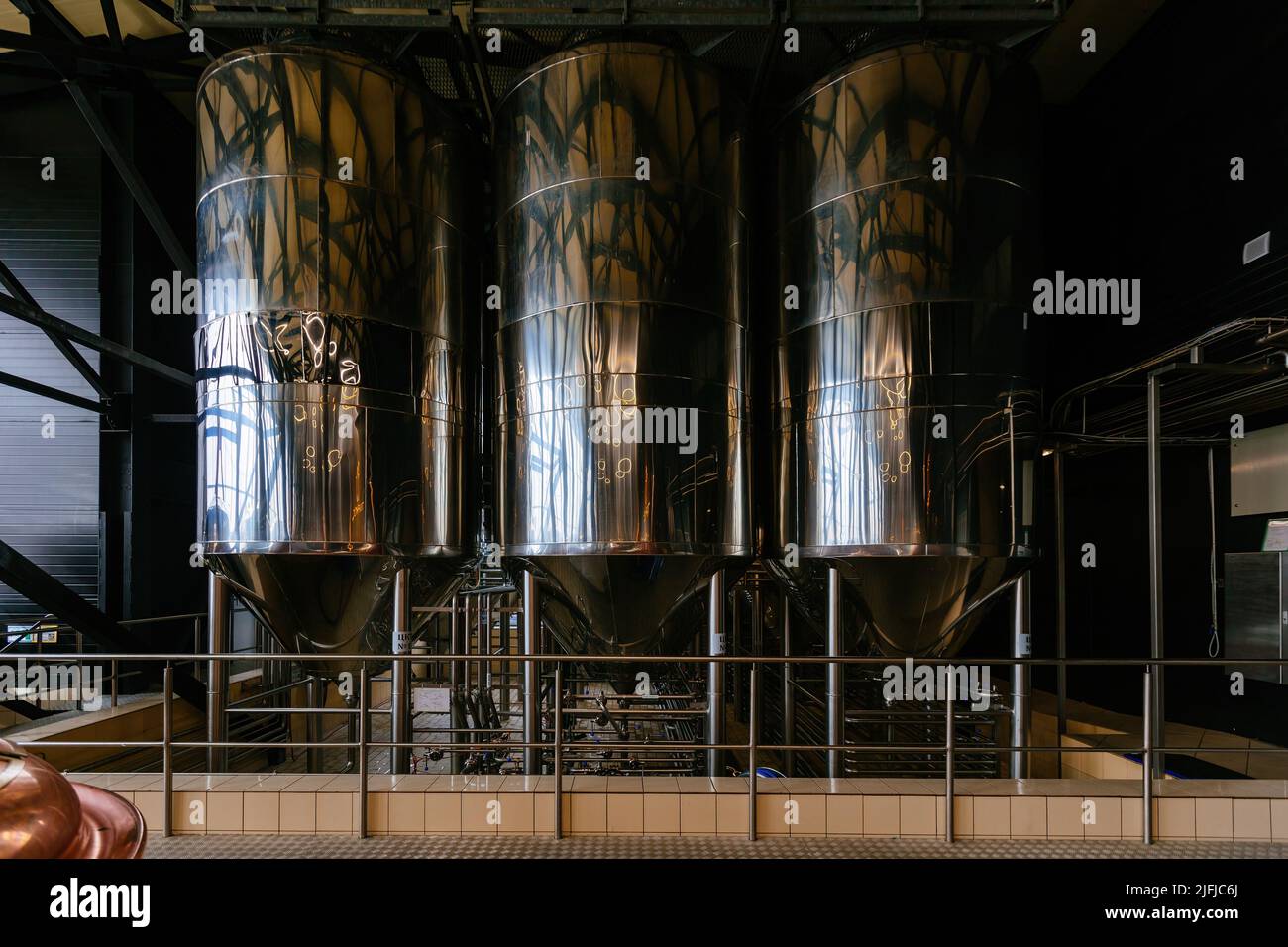 Modern brewery. Crafr beer production line Stock Photo - Alamy