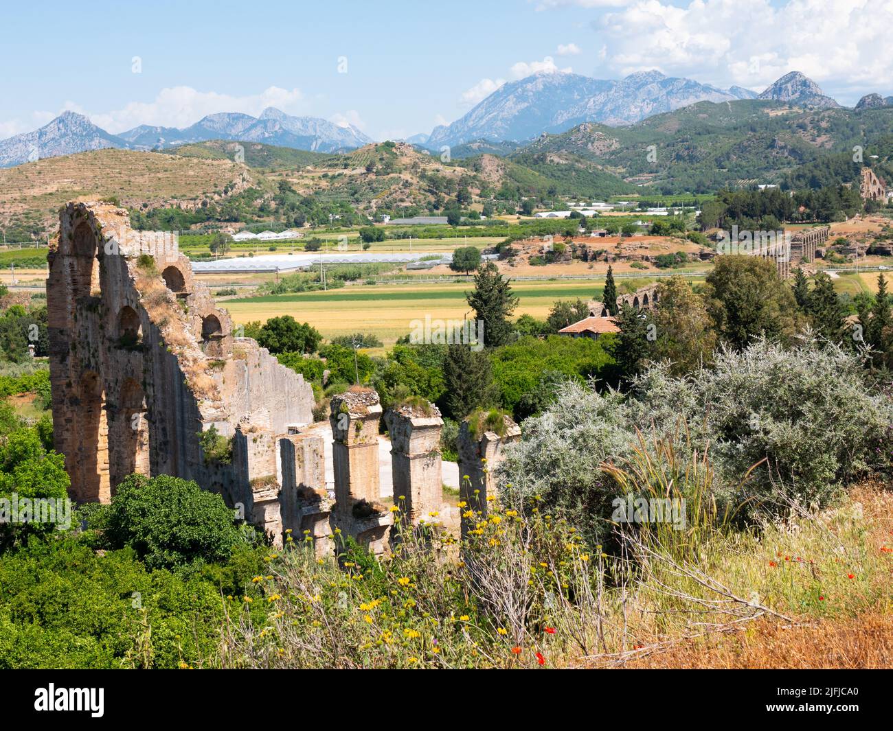 Aspendos ancient city. Aspendos aqueducts ruins. Turkey Stock Photo - Alamy
