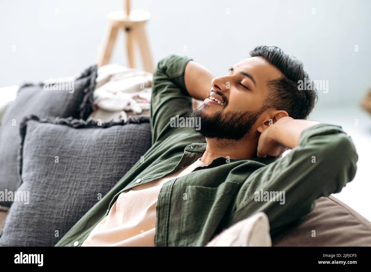 Calm arabian man closed eyes hi-res stock photography and images - Alamy