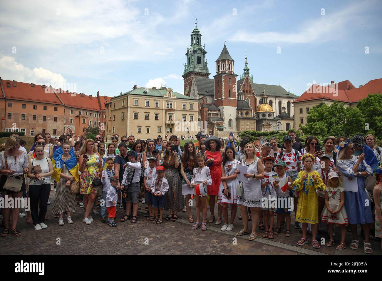 Cracow, Poland. 28th June, 2022. People gather to sing during the ...