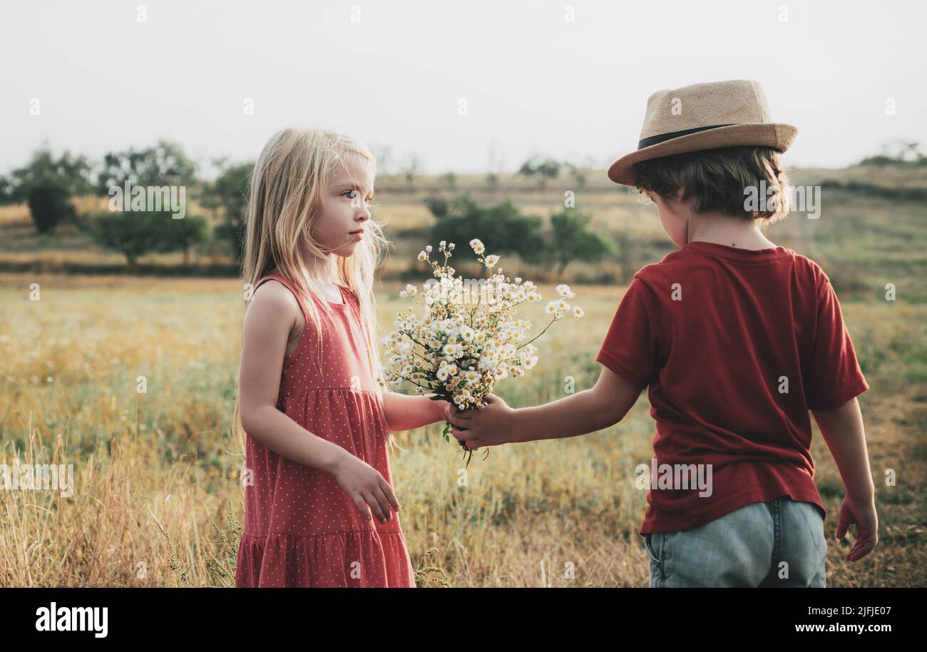 The concept of child friendship and kindness. Sweet angel children ...
