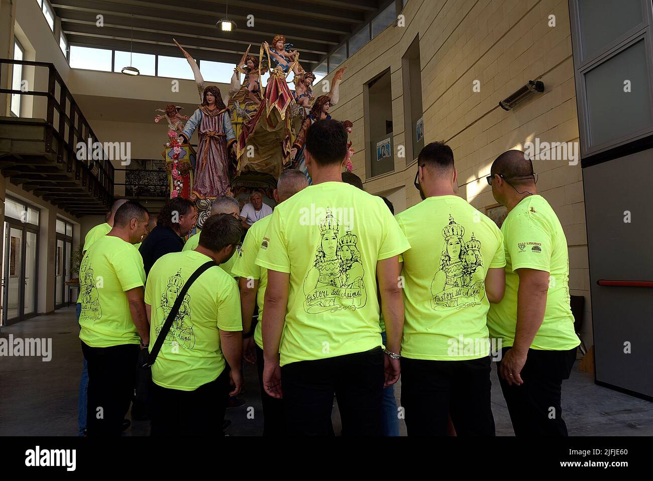 Matera, Italy. 02nd July, 2022. Volunteers prepare to take the ...