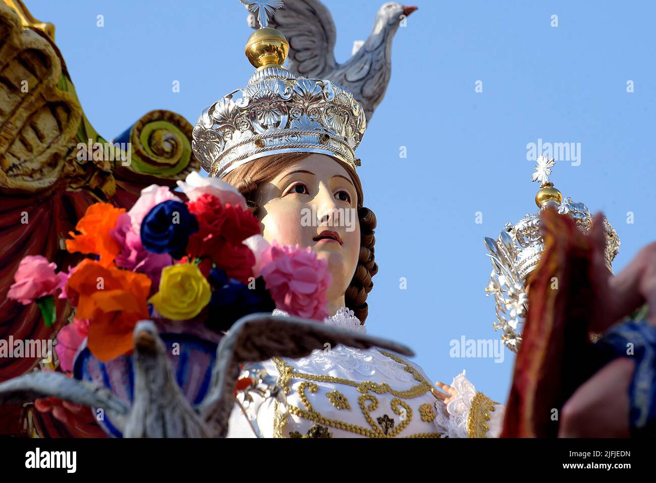 Detail of the statue of the Madonna della Bruna, placed on the ...