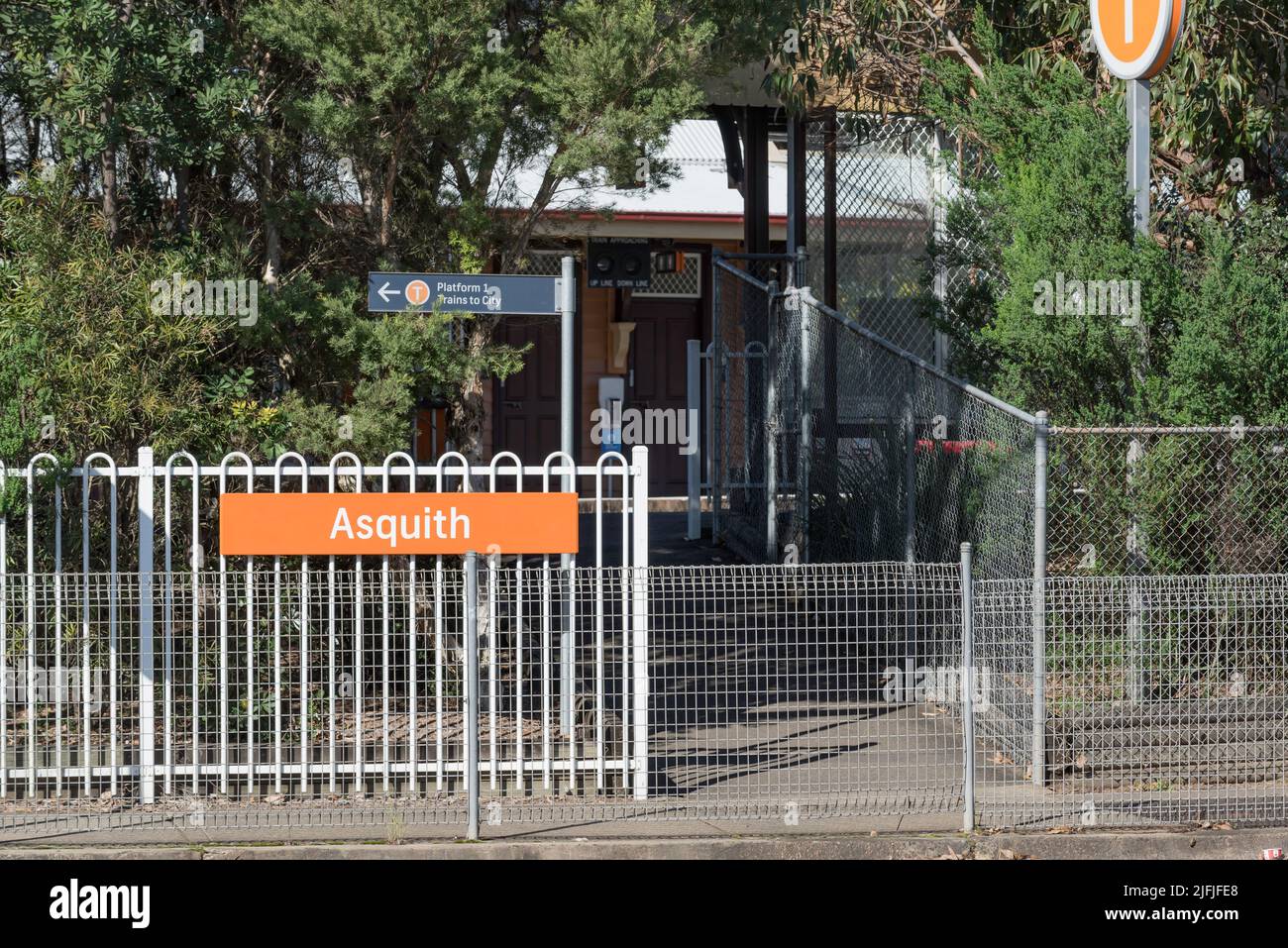 The entrance to Asquith Railway Station in Sydney, New South Wales ...