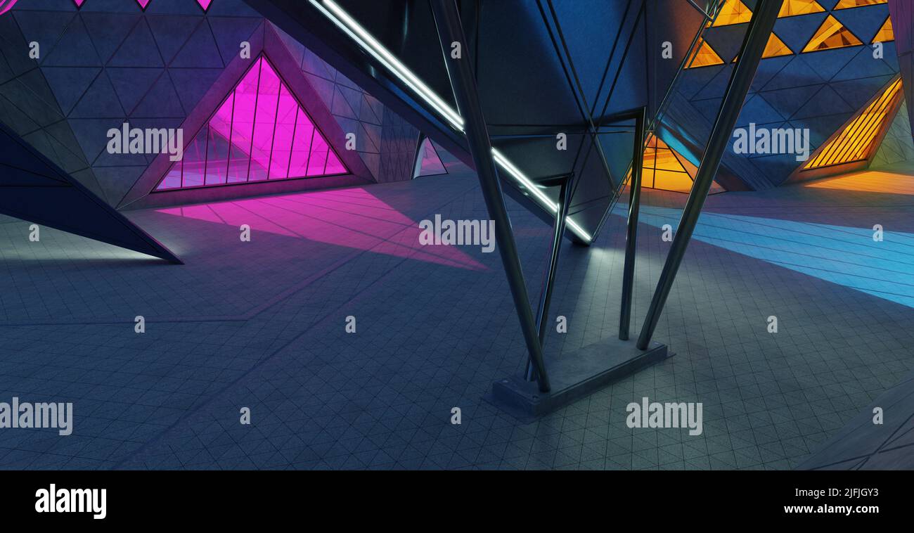 Close-up and top angle view triangle shape design building exterior ...