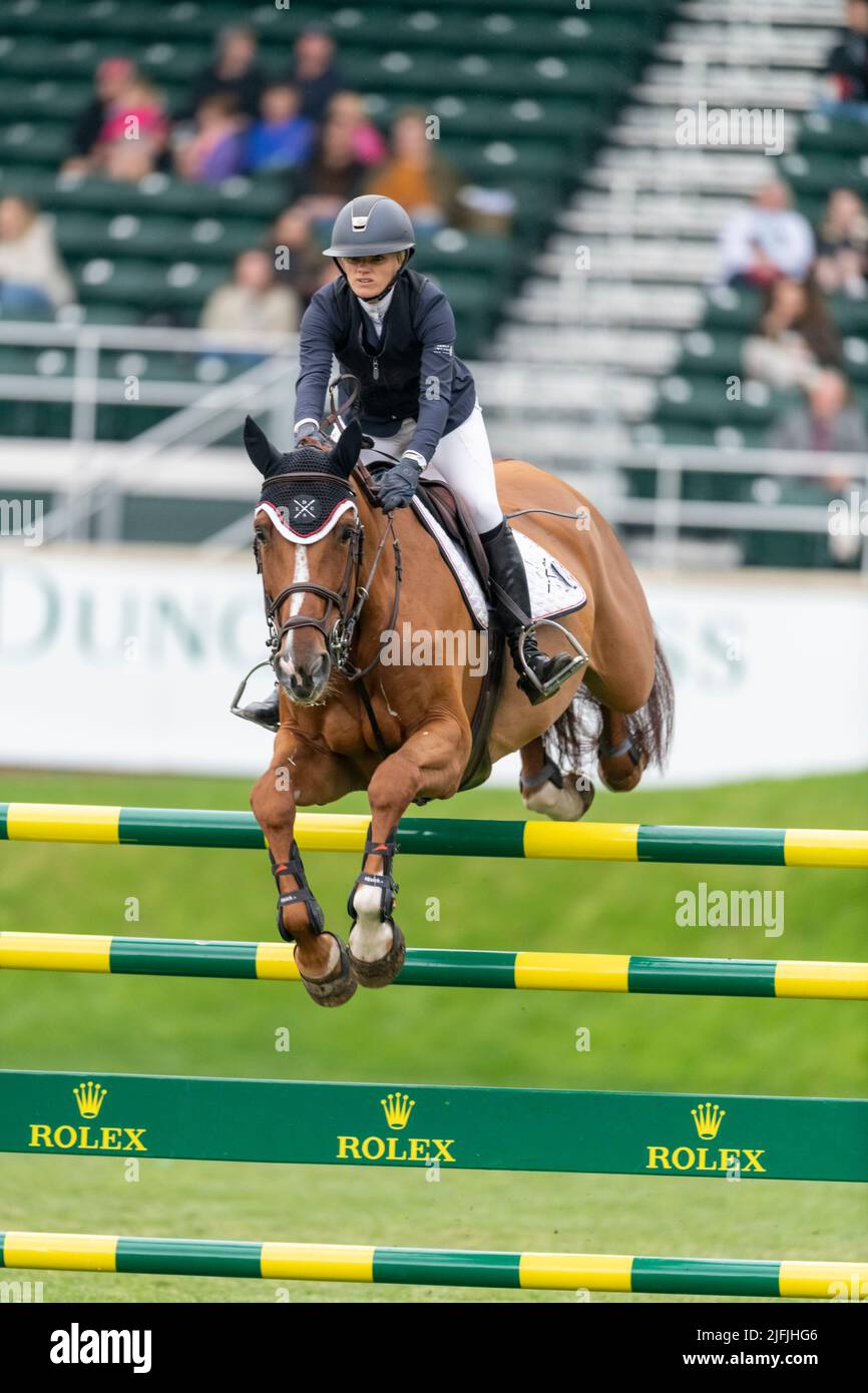 Calgary, Alberta, Canada, 2022-07-03, Giavanni Rinaldi (USA) riding Cosmona, Spruce Meadows ...