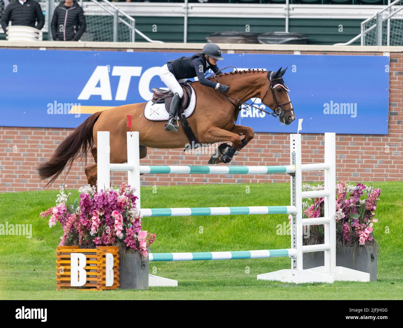 Calgary, Alberta, Canada, 2022-07-03, Giavanni Rinaldi (USA) riding Cosmona, Spruce Meadows ...