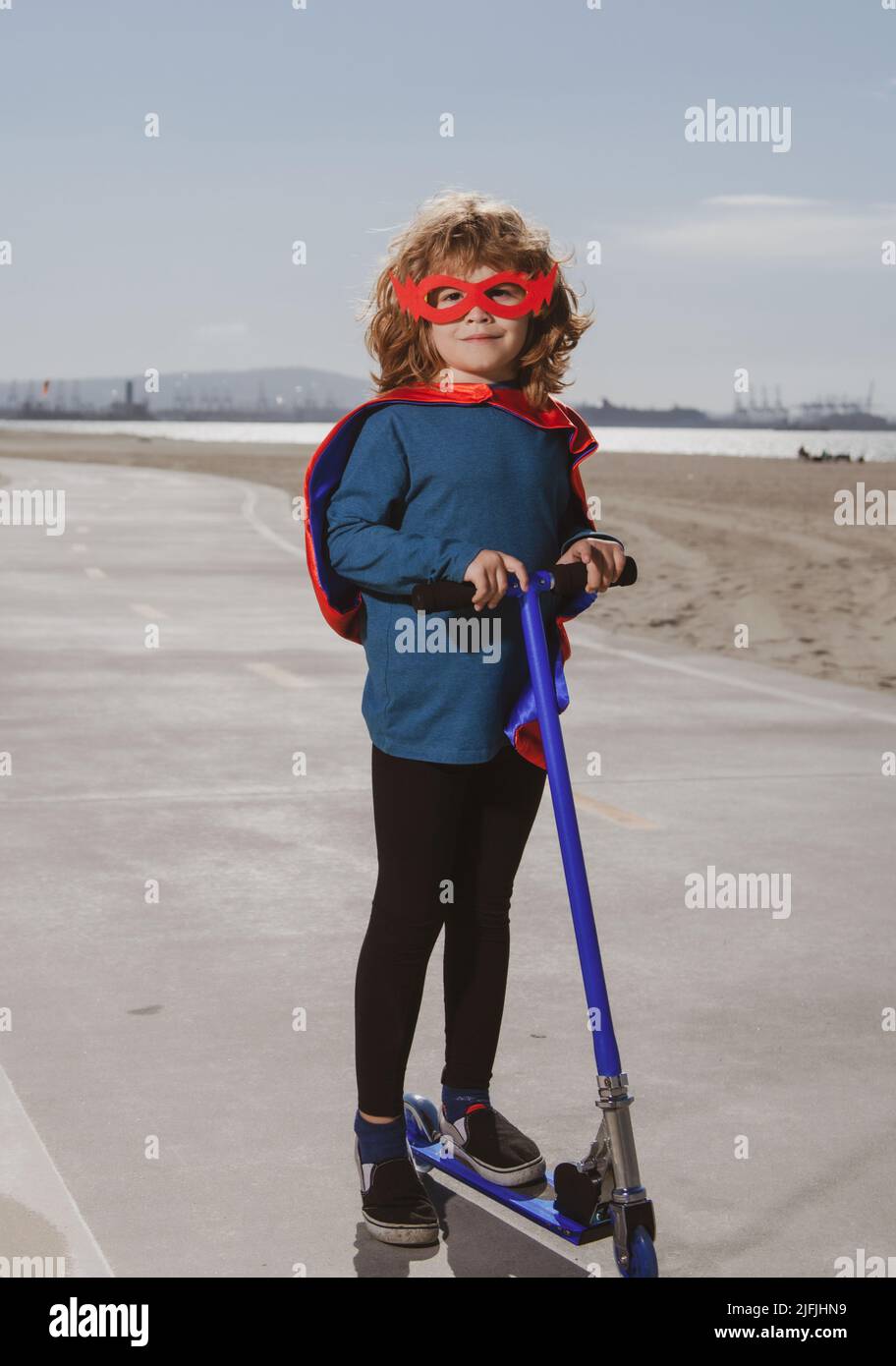 Little child is playing superhero. Boy super hero concept. Child on ...