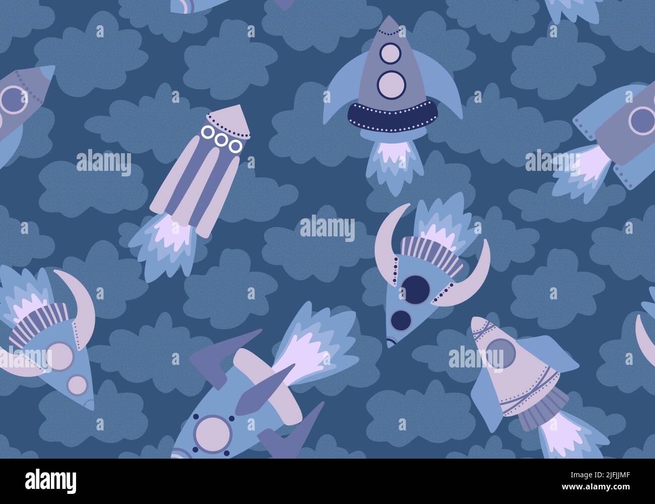 Cartoon seamless spaceship pattern for fabrics and kids and school ...