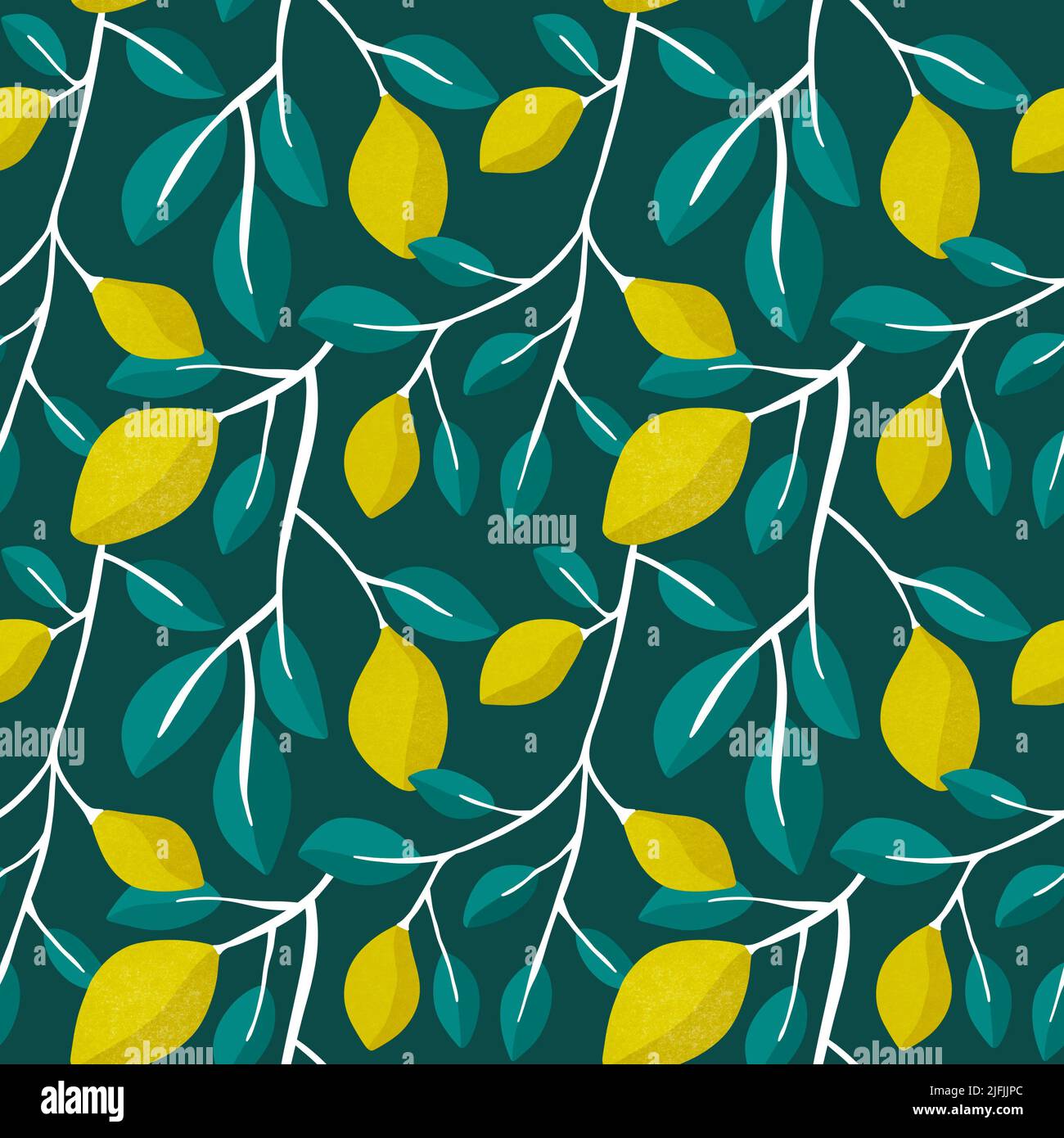 Summer citrus seamless lemon and leaves pattern for clothes print and ...