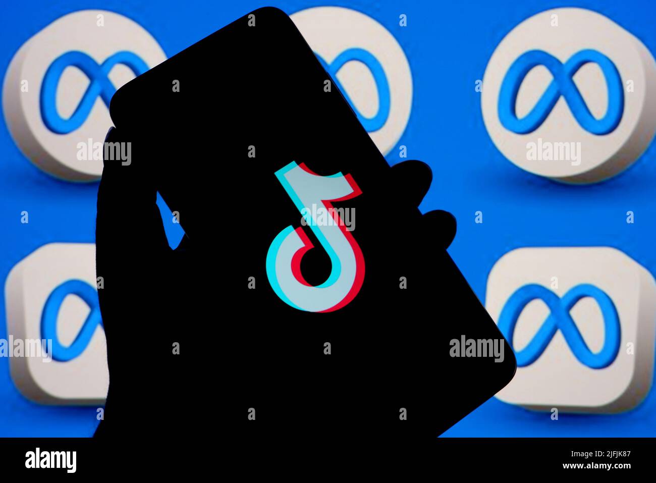 India. 03rd July, 2022. In this photo illustration, a Tiktok logo seen ...