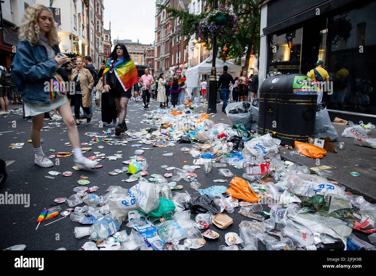 London, UK. 02nd July, 2022. Numerous trash combined of mixed glass ...