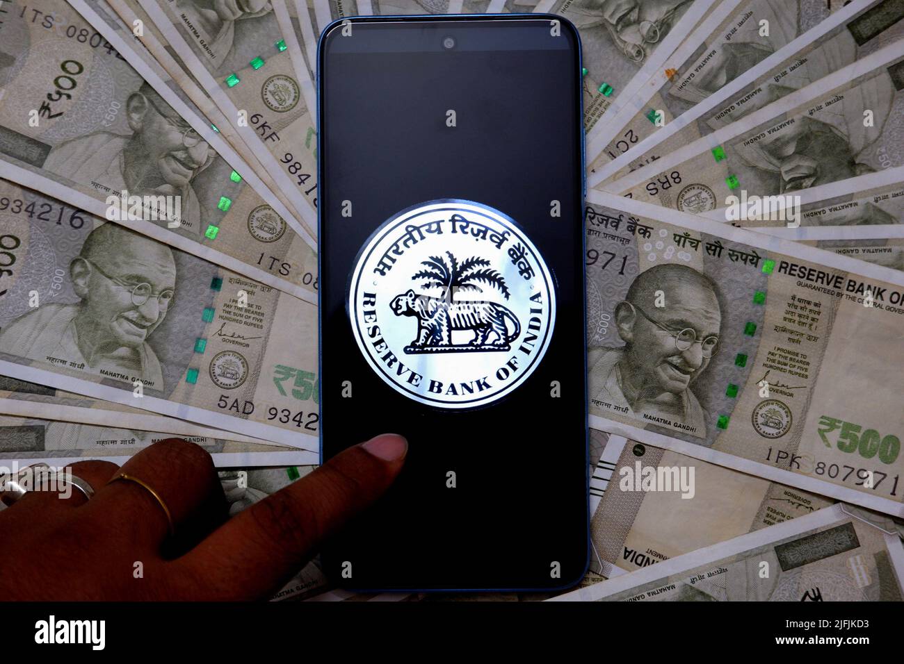 India. 03rd July, 2022. In this photo illustration, a RBI (Reserve bank ...