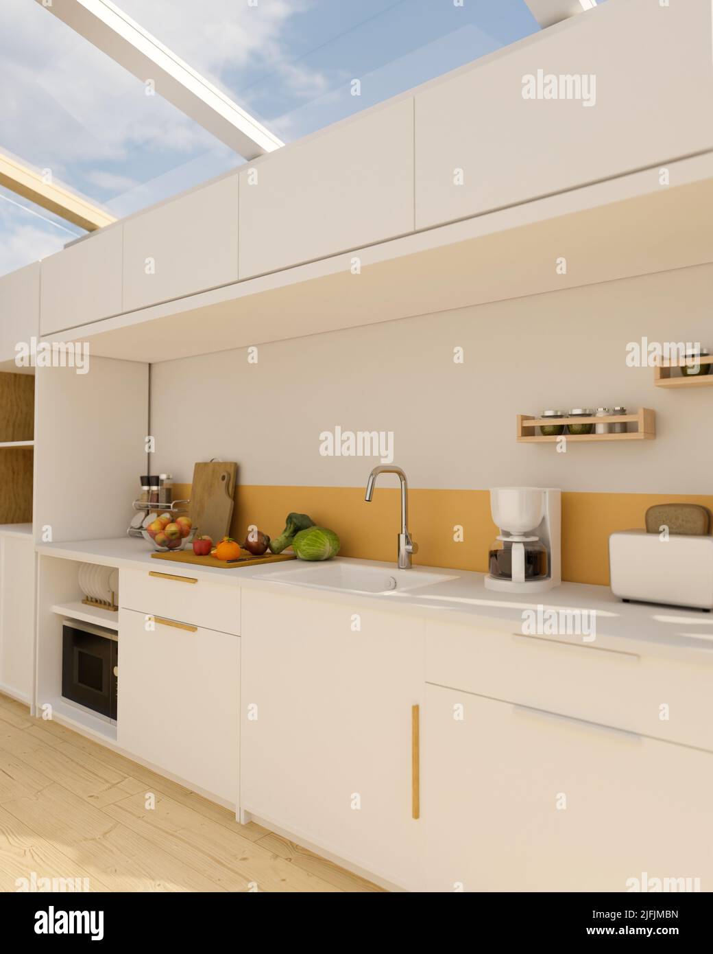 Modern luxury white kitchen interior design with white kitchen cabinet ...