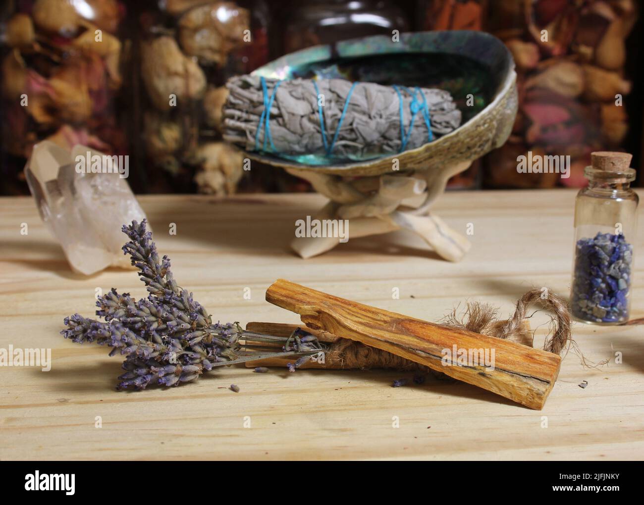 Dried Lavender With Palo Santo Wood and Abalone Shell For Smudging ...