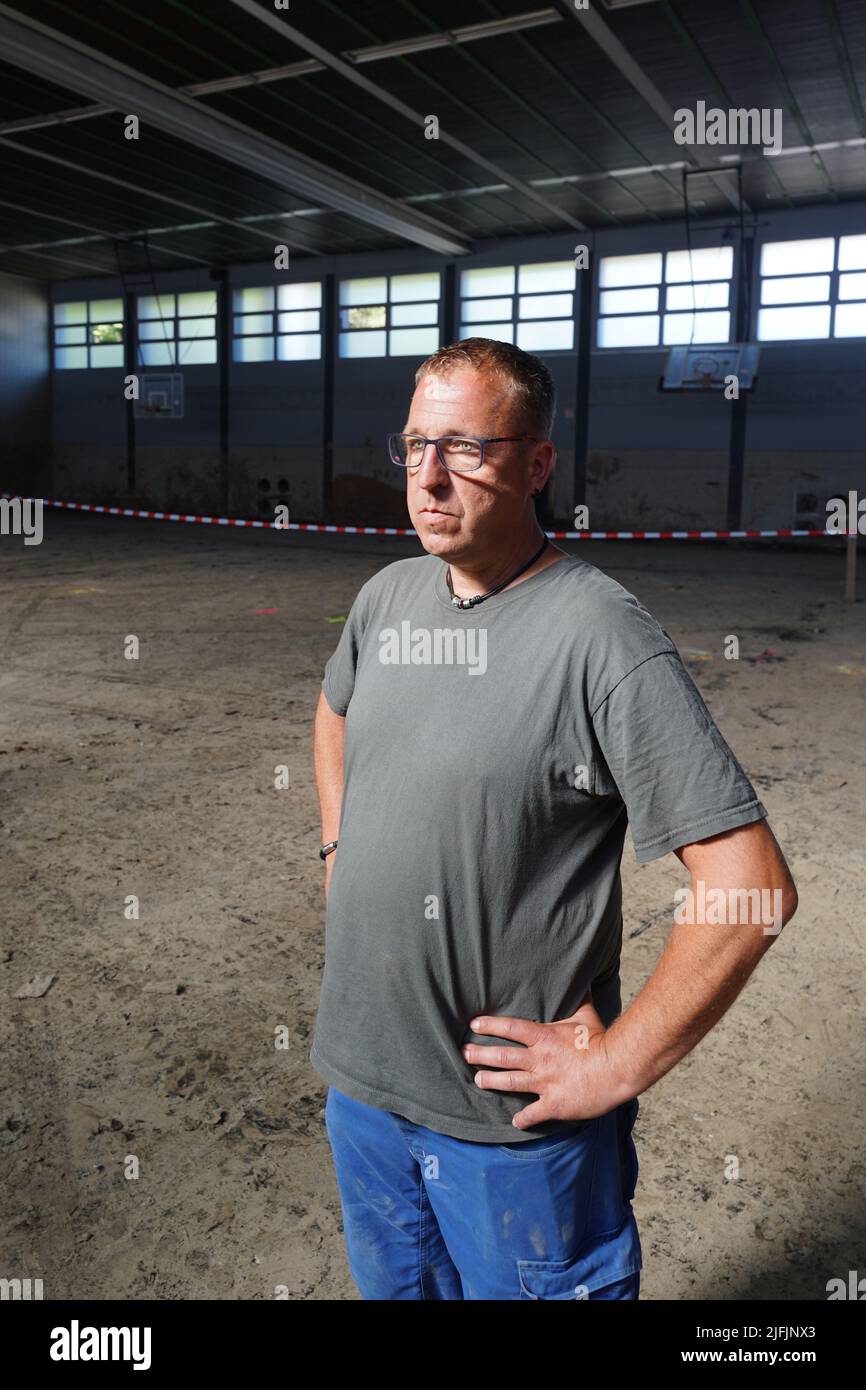Altenahr, Germany. 28th June, 2022. Janitor Ingo Poppelreuter stands in ...