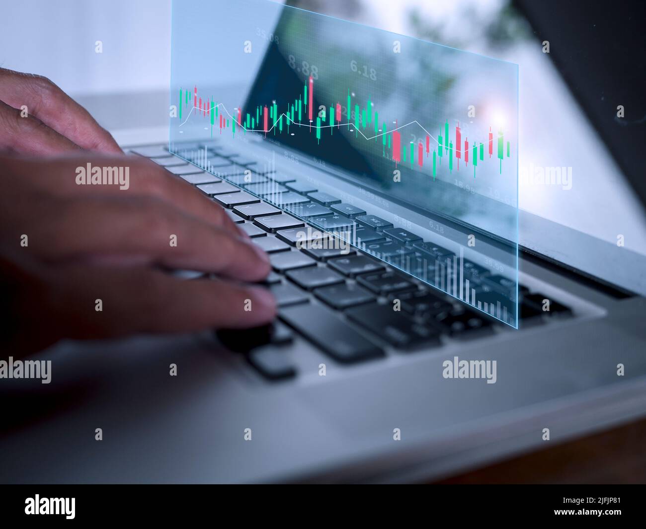 Businessman show stock market bar chart grow up to target. Business ...