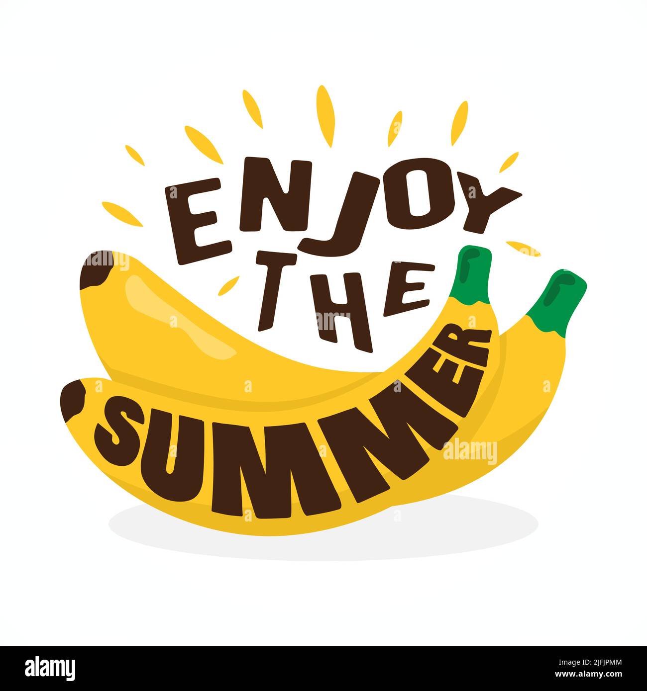 Summer vector template design. Enjoy The Summer text in Banana vector ...