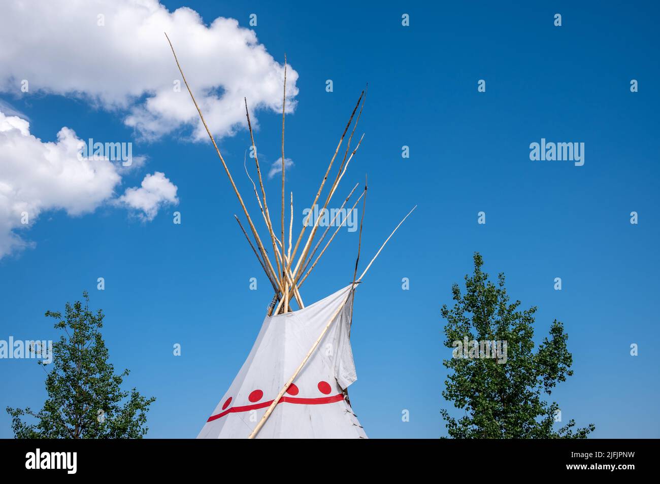 Top of a Tipi (tepee) at Canada Day celebrations in Calgary, Alberta ...