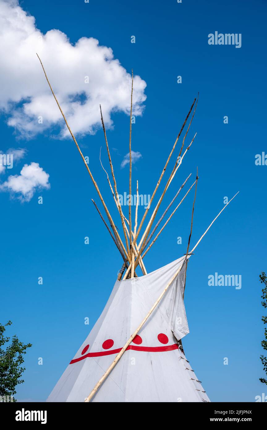 Top of a Tipi (tepee) at Canada Day celebrations in Calgary, Alberta ...