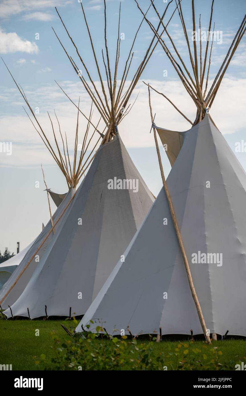 Top of a Tipi (tepee) at Canada Day celebrations in Calgary, Alberta ...