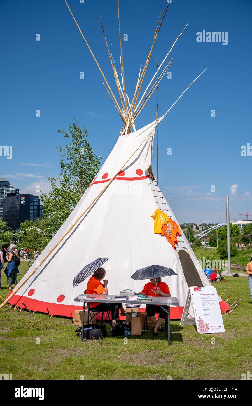 Calgary, Alberta - July 1, 2022: Indigenous culture at Canada Day ...