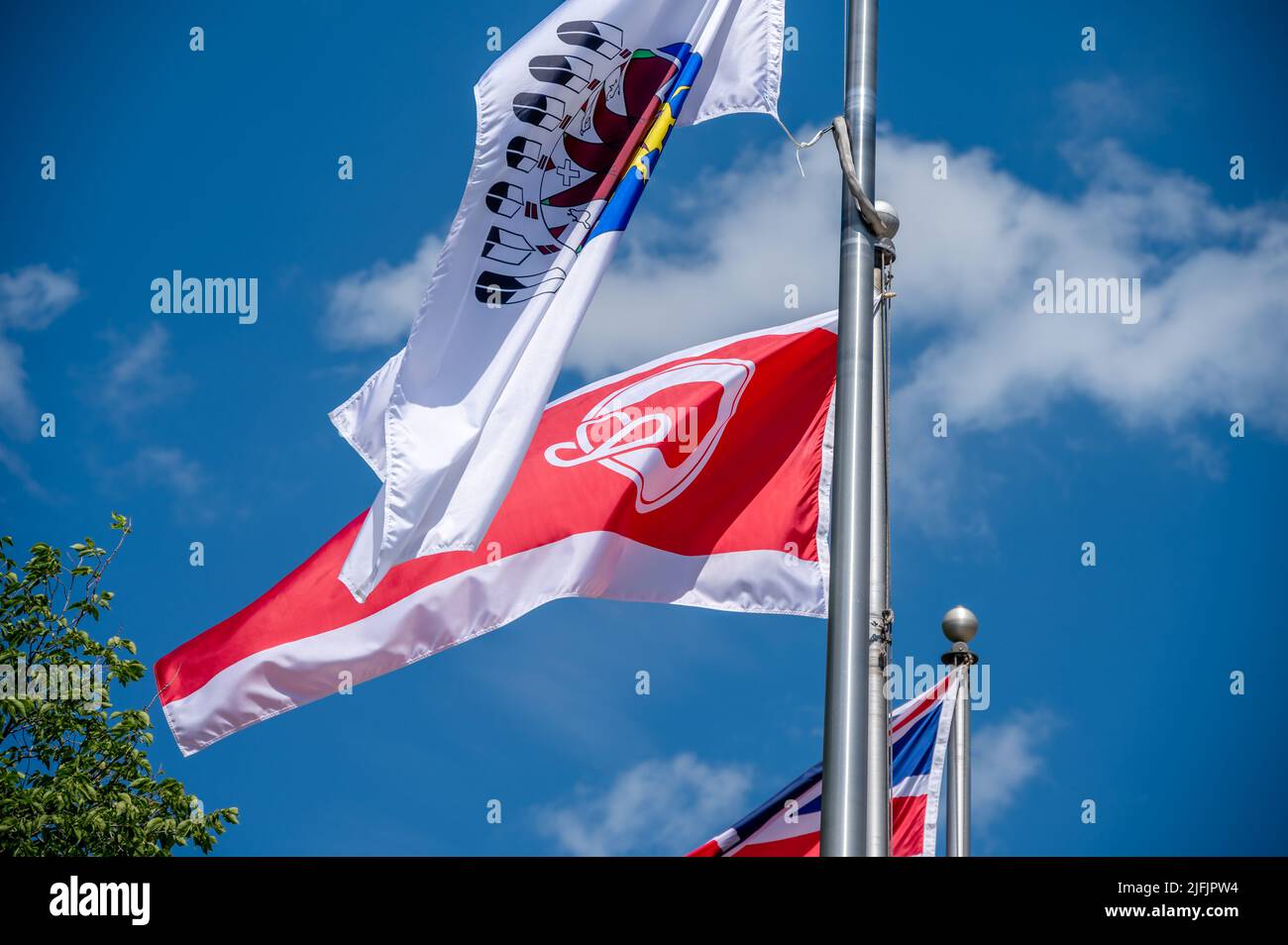 The flag of the City of Calgary waiving in the wind Stock Photo - Alamy