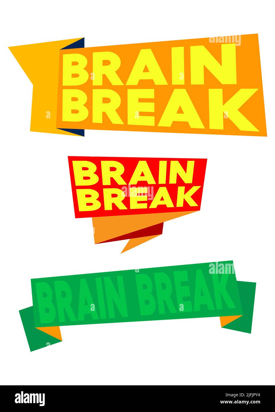 Set of ribbon with Brain Break text. Banner template. Label sticker ...