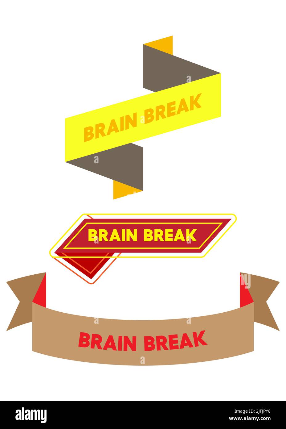 Set of ribbon with Brain Break text. Banner template. Label sticker ...