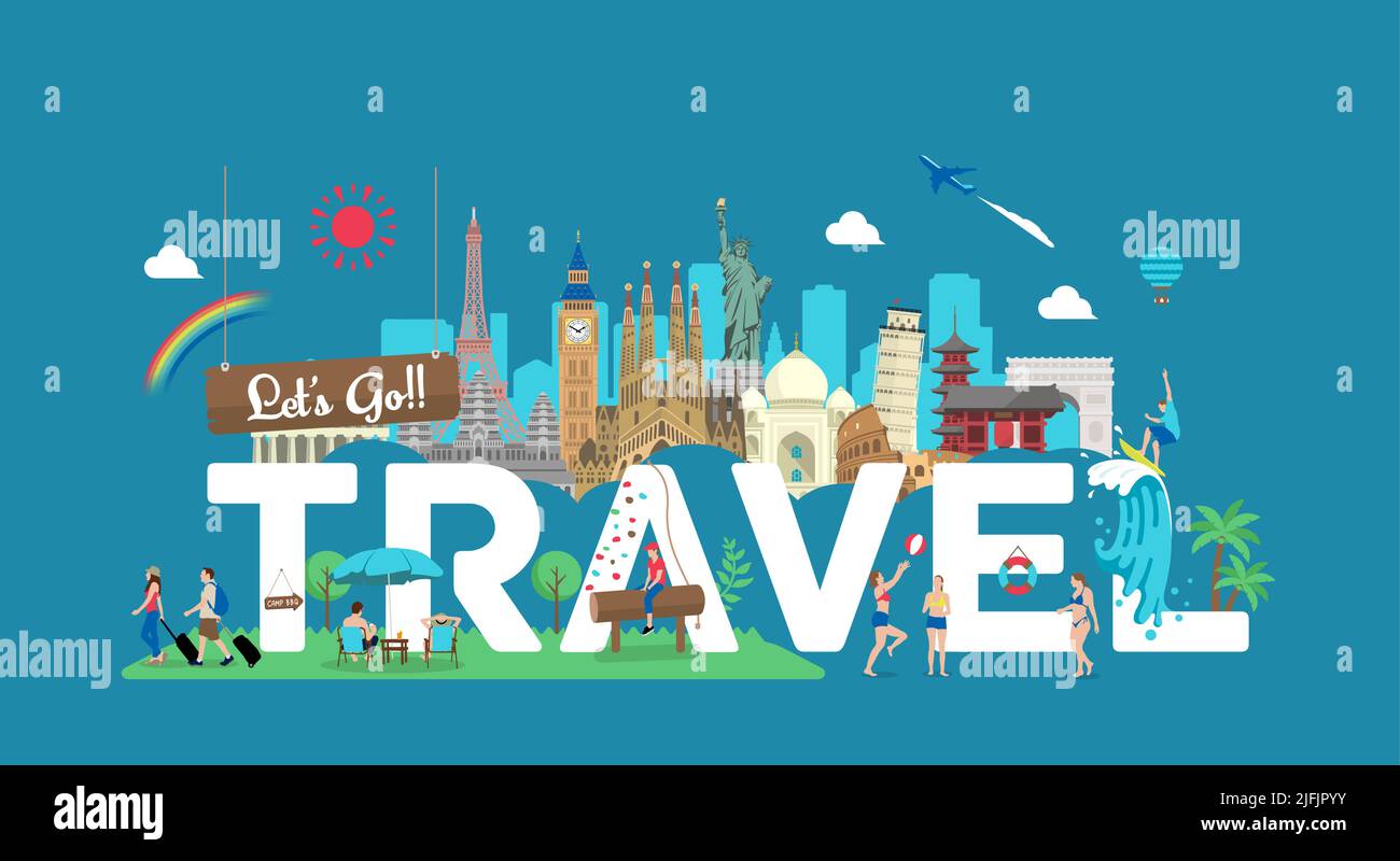 Let's go travel vector banner illustration Stock Vector Image & Art - Alamy