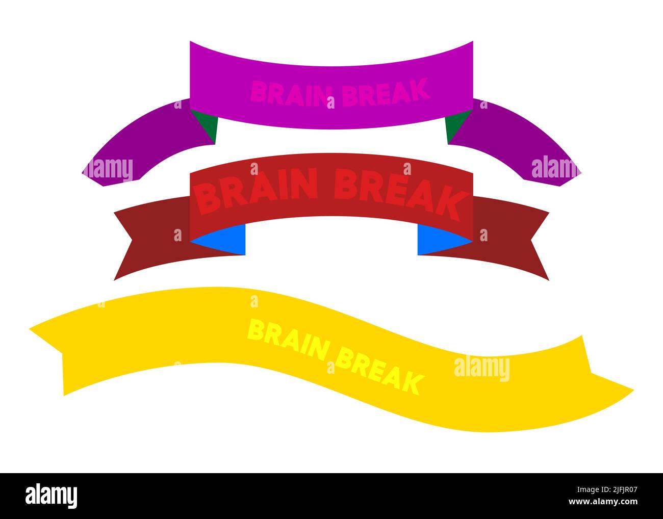 Set of ribbon with Brain Break text. Banner template. Label sticker ...