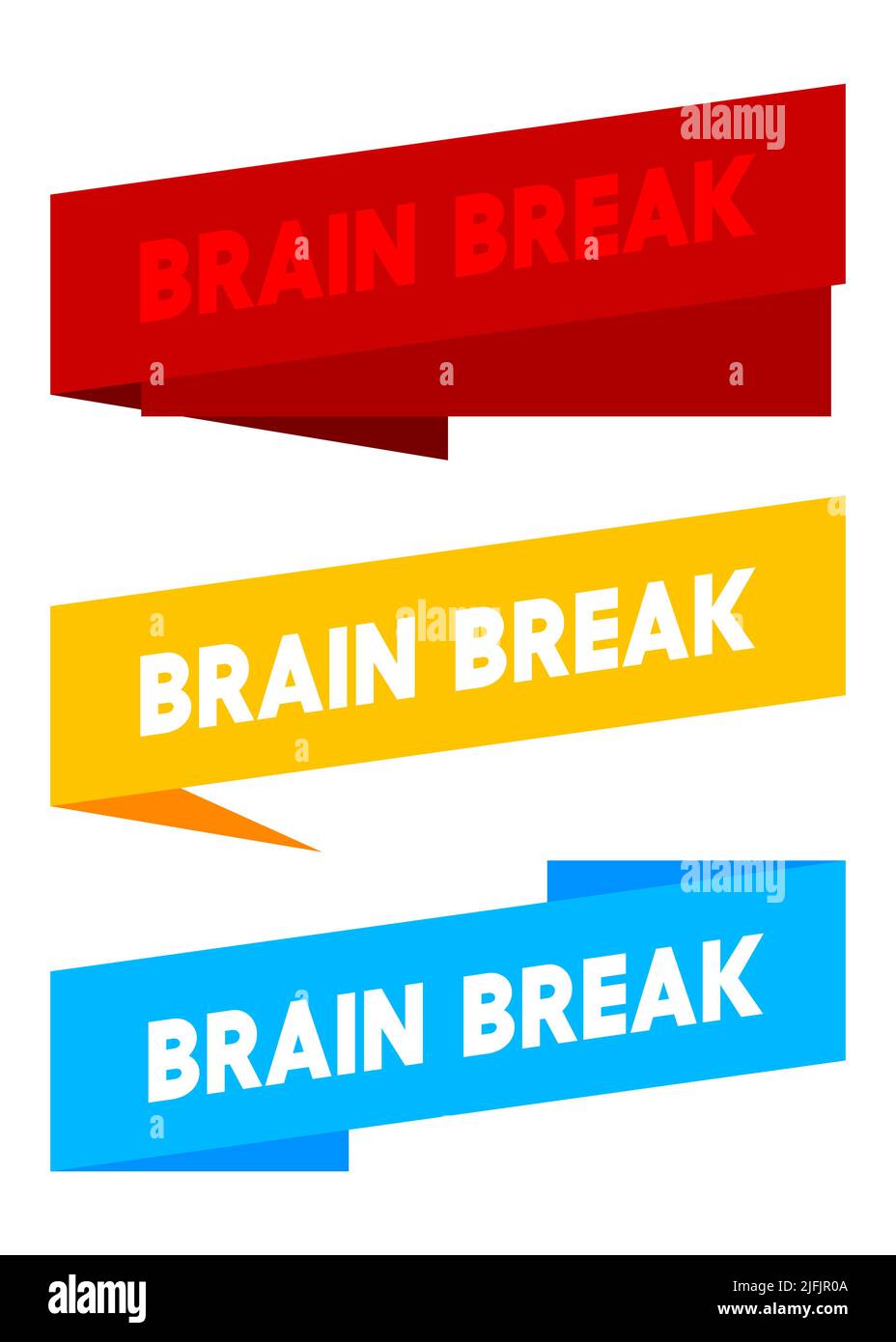 Set of ribbon with Brain Break text. Banner template. Label sticker ...