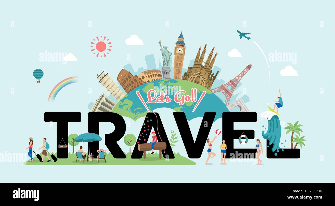 Let's go travel vector banner illustration Stock Vector Image & Art - Alamy
