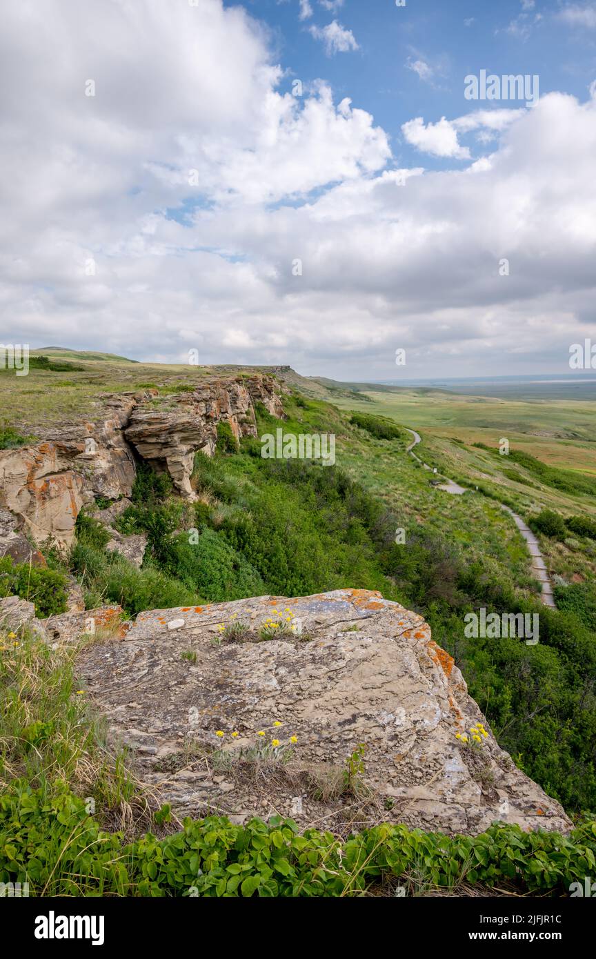 Views at Head-Smashed-In Buffalo Jump world heritage site in Southern ...
