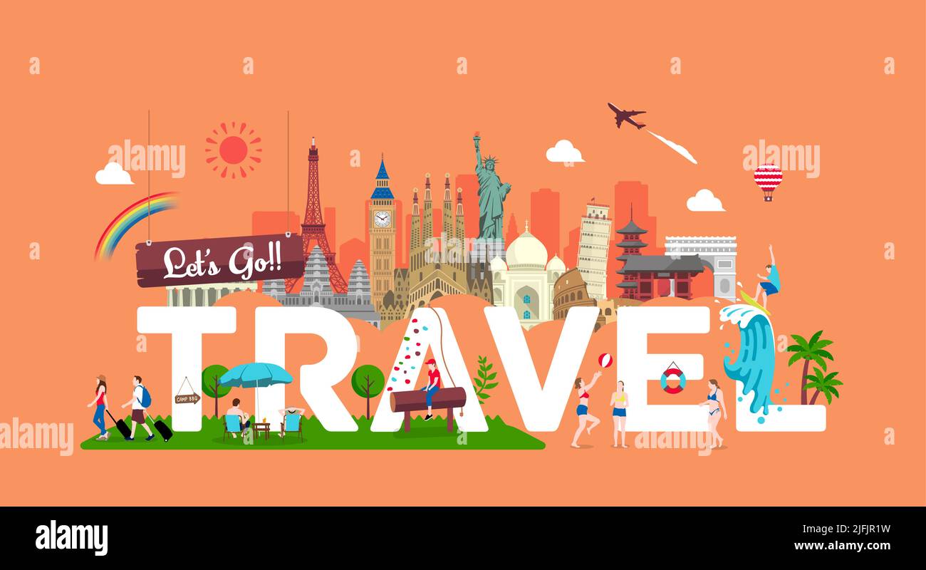 Let's go travel vector banner illustration Stock Vector Image & Art - Alamy