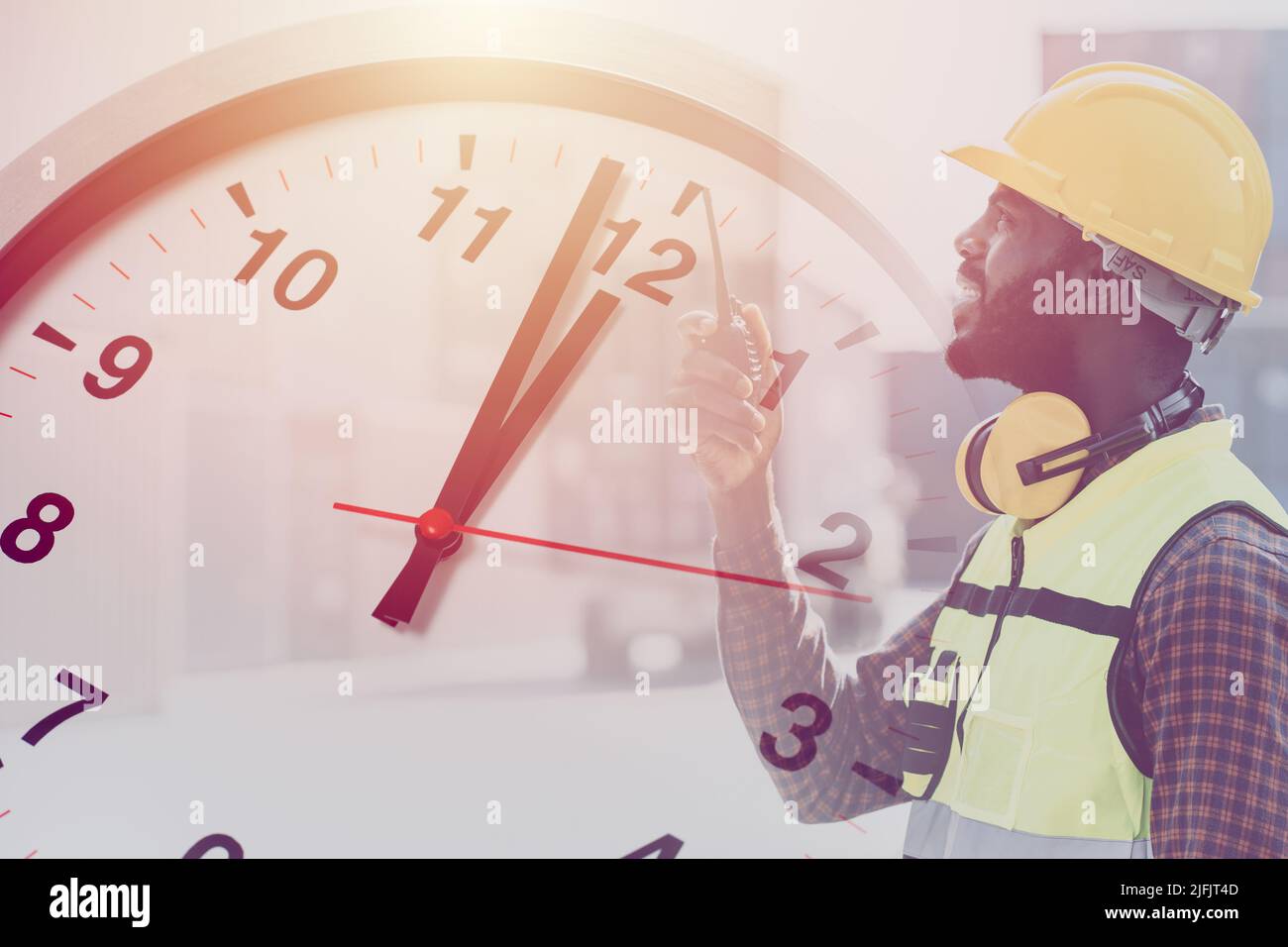 Worker working times or business industry hours of labor shipping cargo ...